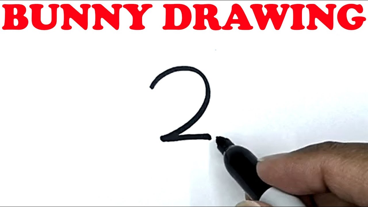How To Draw A Bunny With Number 2 | Simple Drawing Tutorial - YouTube