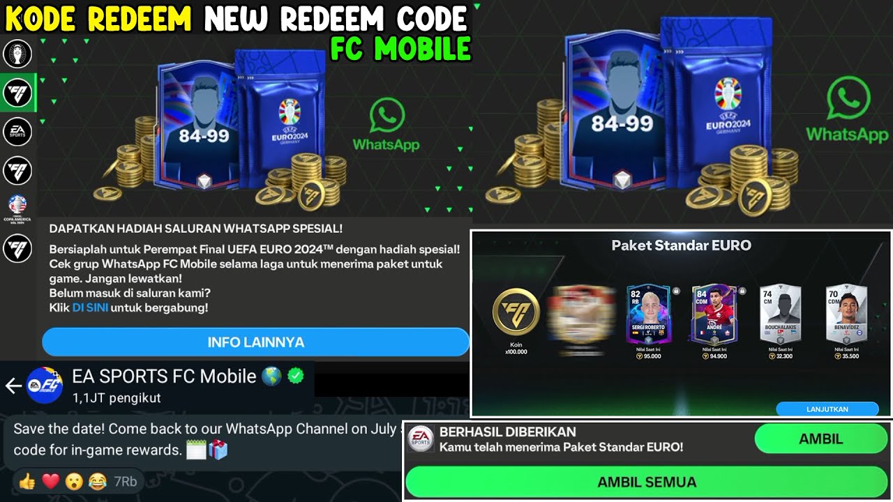 KODE REDEEM TERBARU FC MOBILE HADIAH WHATSAPP SPESIAL - NEW REDEEM CODE ...