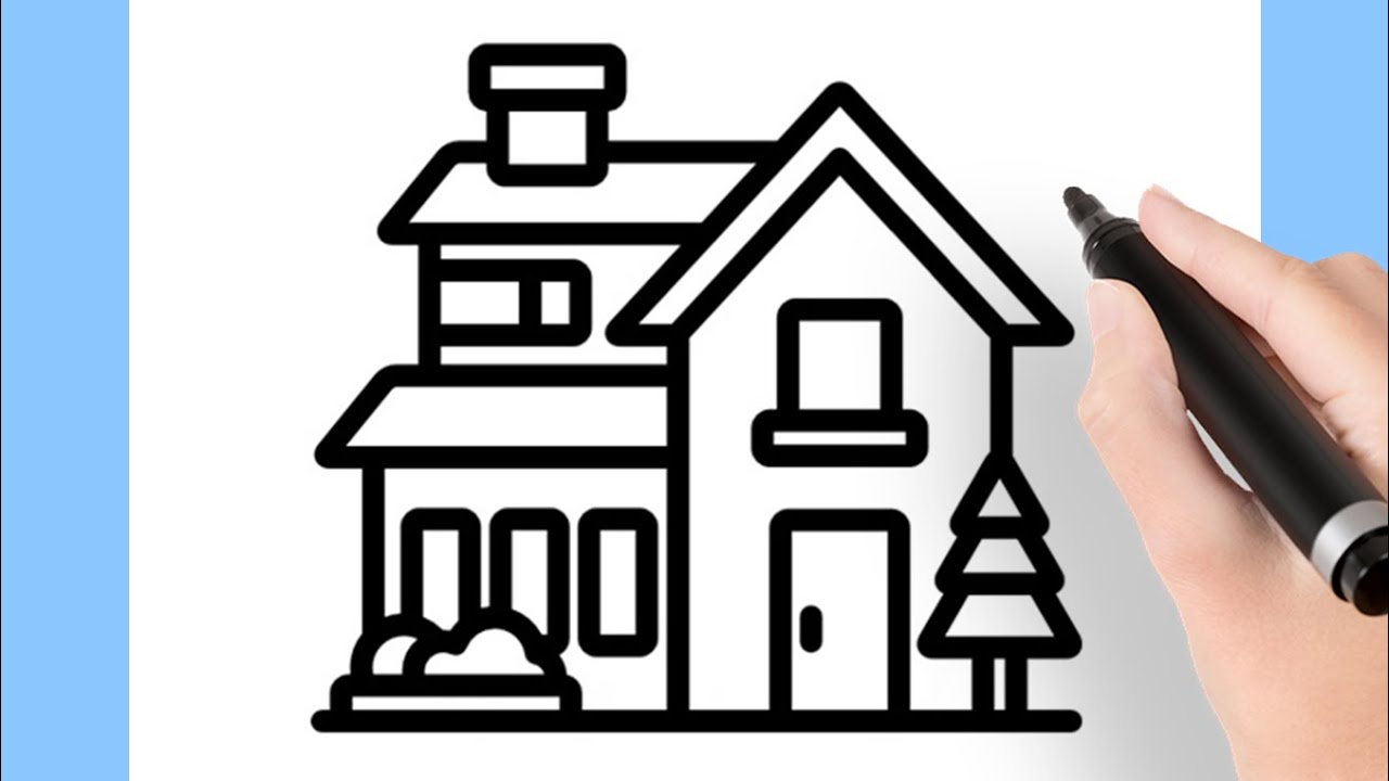 HOW TO DRAW A BEAUTIFUL HOUSE - YouTube