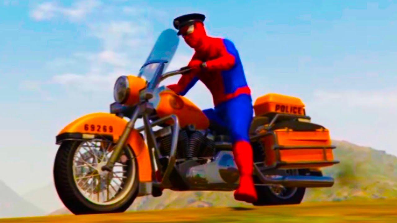 Police MOTORBIKE and CARS with Policeman Spiderman Cartoon for Kids and ...