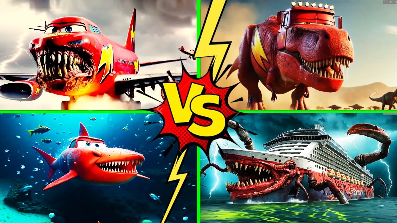 PANDA.EXE vs MCQUEEN CROCODILE vs PACMAN.EXE vs Tow Mater Head Eater ...