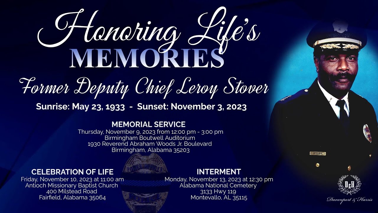 Memorial Service for Former Deputy Chief Leroy Stover - YouTube