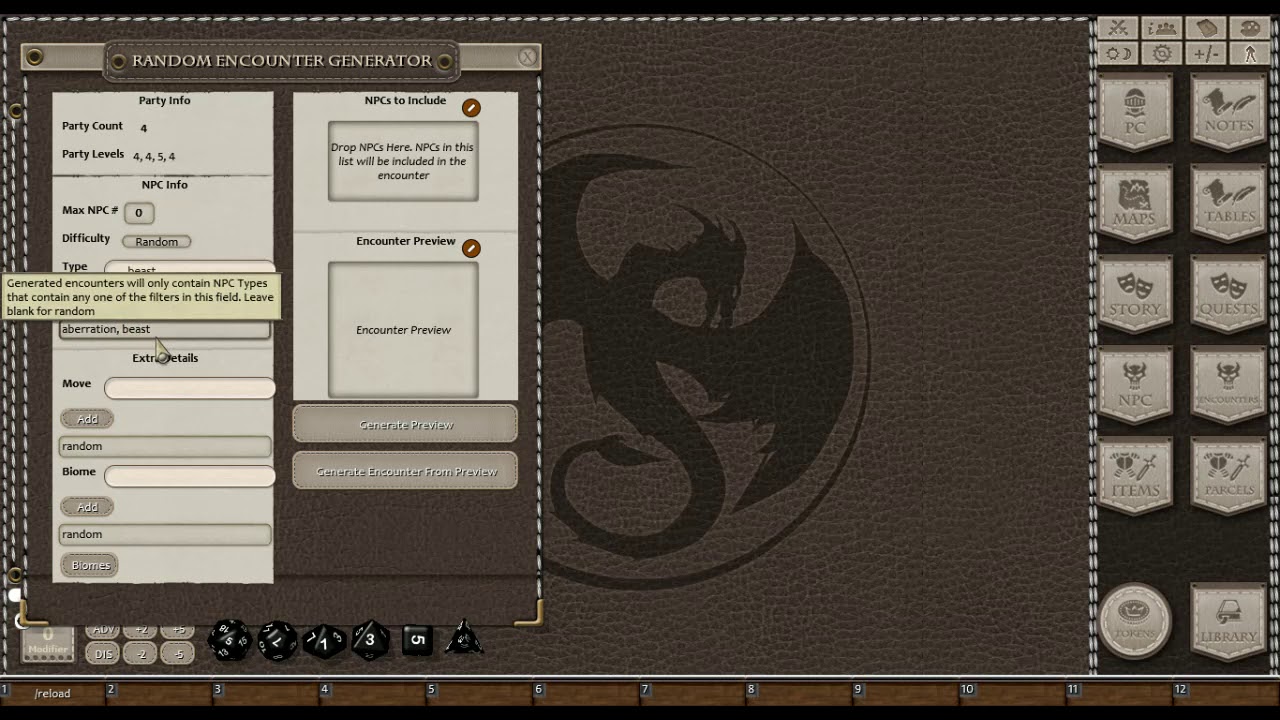 Fantasy Grounds Random Encounter Generator 5E extension - YouTube
