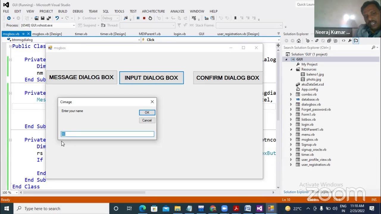 VB.net(Message box & input box) BCA AKU 5TH - YouTube