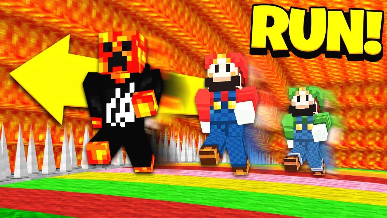 Minecraft SUPER MARIO RAINBOW LAVA RUN! *NEW* - YouTube