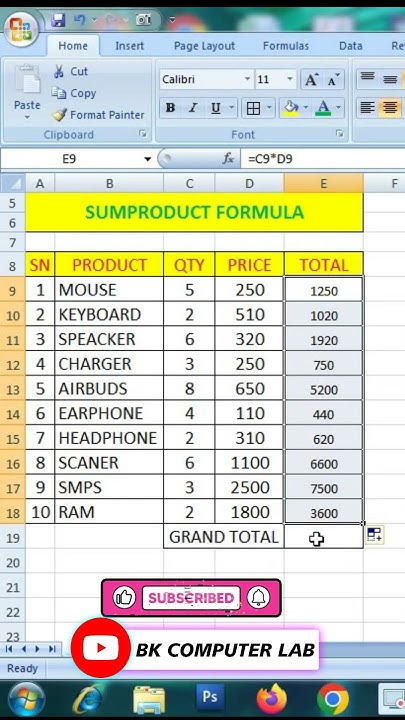 Sumproduct Formula in Ms Excel//How to Use Sumproduct Formula// #shorts - YouTube