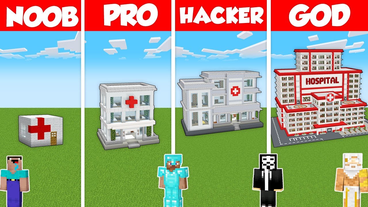 HOSPITAL CLINIC HOUSE BUILD CHALLENGE - Minecraft Battle: NOOB vs PRO ...