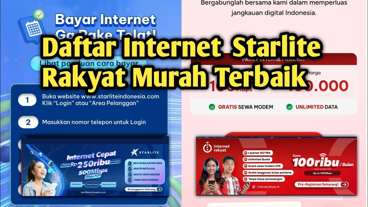 Cara Daftar Starlite Indonesia Internet Rakyat 100Mbps | Internet Wifi ...
