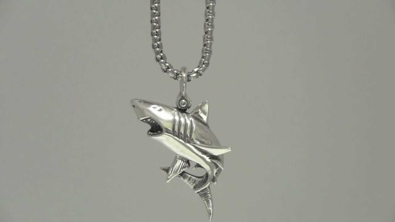 Thrashing Shark Necklace Sterling Silver on Stainless Box Chain - YouTube