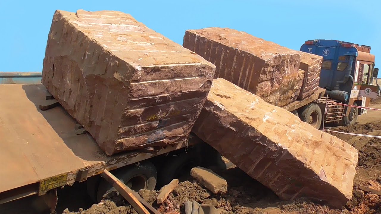 Granite Stone Truck Fell Down On Dangerous High Way Road | Lorry Truck ...