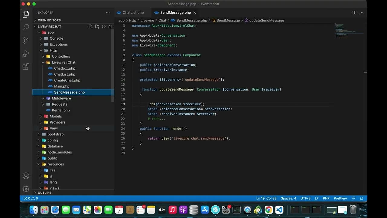 23 Send & save message to database (Laravel-Livewire Chat-Message App Tutorial) - YouTube
