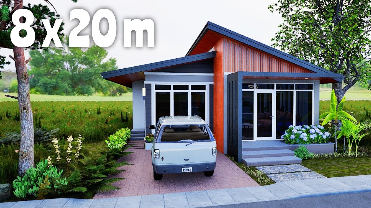 8x20 meters (160 sqm), House Design with 2 Bedrooms and Office (26 ...