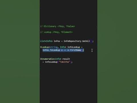 c# 문법 꿀팁! key값으로 배열 구하기 Linq의 Lookup - YouTube