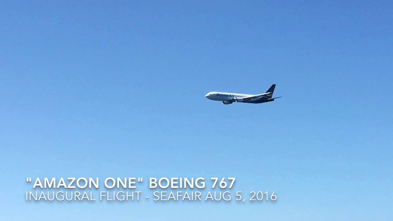 Amazon One Prime Air Inaugural flight - fly by Seafair - YouTube