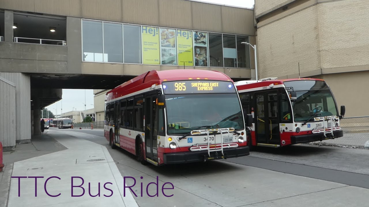 Toronto TTC 985 Sheppard East Express Bus Ride - Full Route Westbound 8 ...