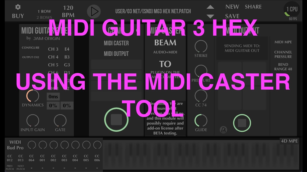 Jam Origin's MIDI Guitar 3 - Using the MIDI CASTER tool with the hex ...