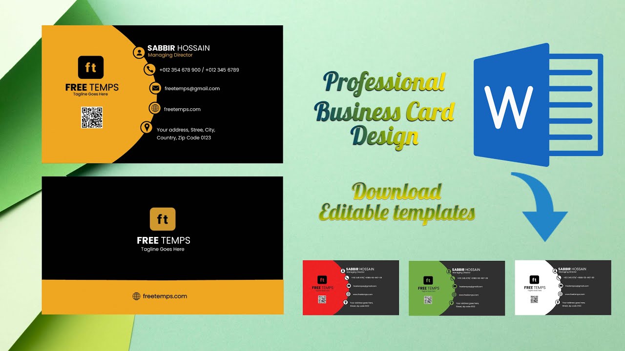 How to Create Business Card Design in MS Word | Download MS Word ...