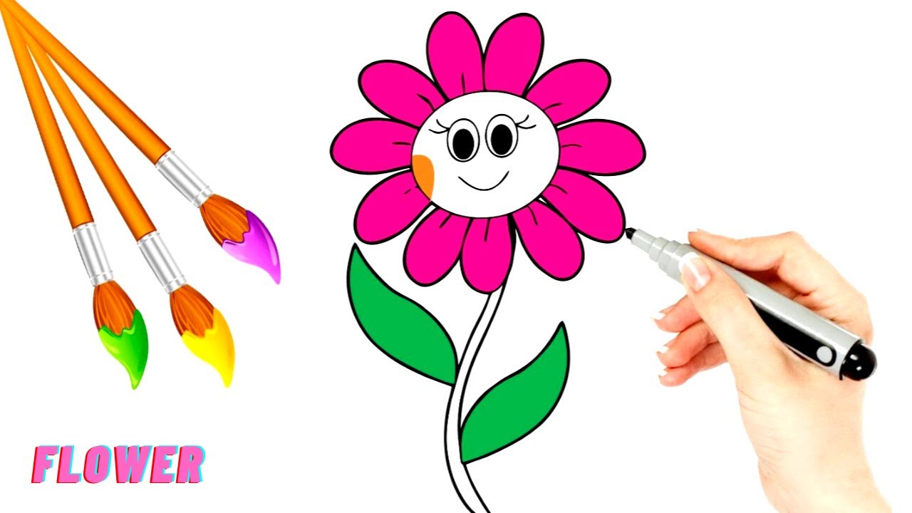 How to Draw a Colorful Flower - Drawing and Coloring Flower - Easy ...