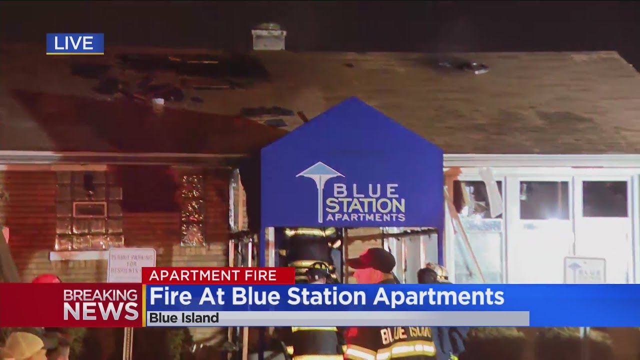 Fire damages Blue Station Apartments in Blue Island - YouTube
