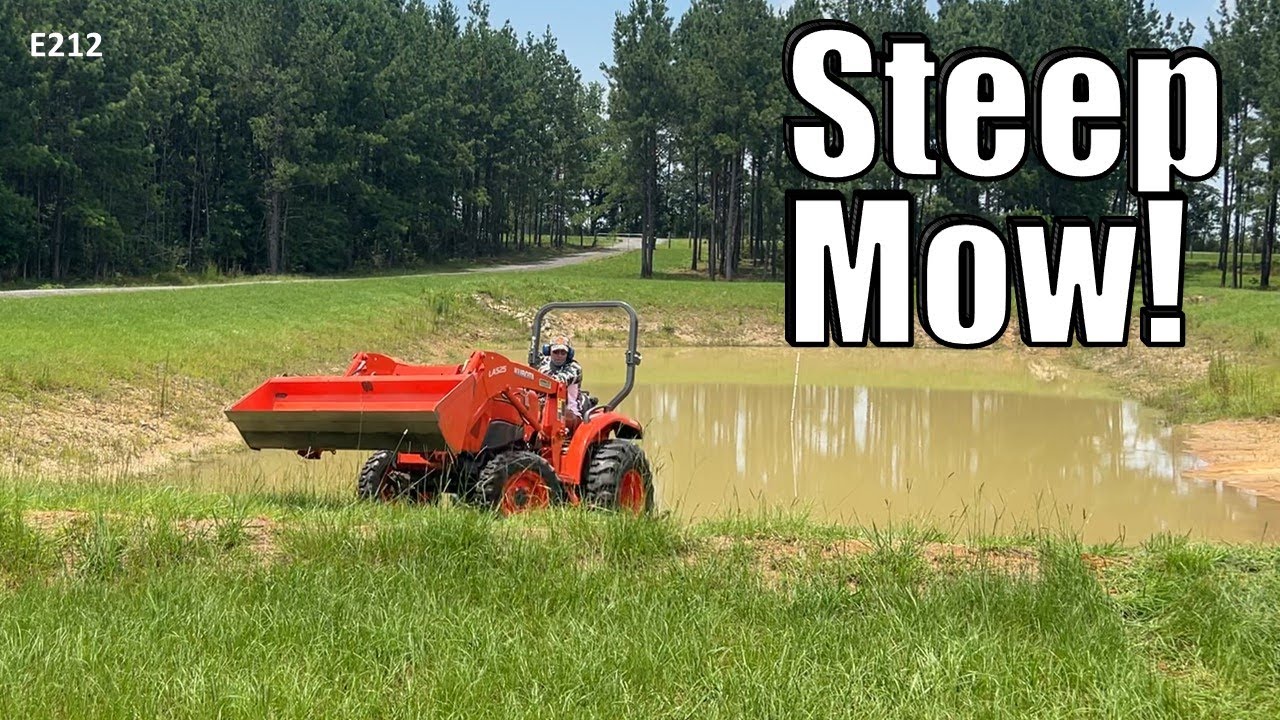 Using a Compact Tractor to Build a Road and Mow a Pond Bank | Channel ...