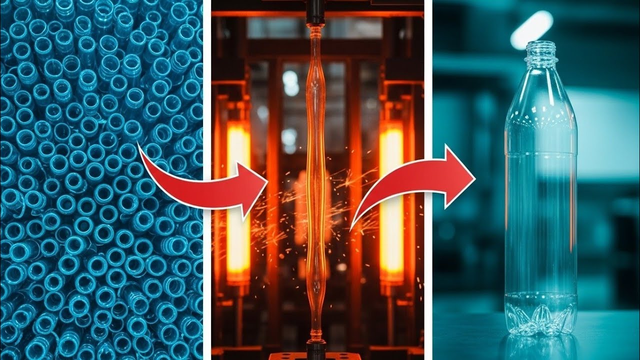 De preforma a botella PET en 0,6 segundos - YouTube