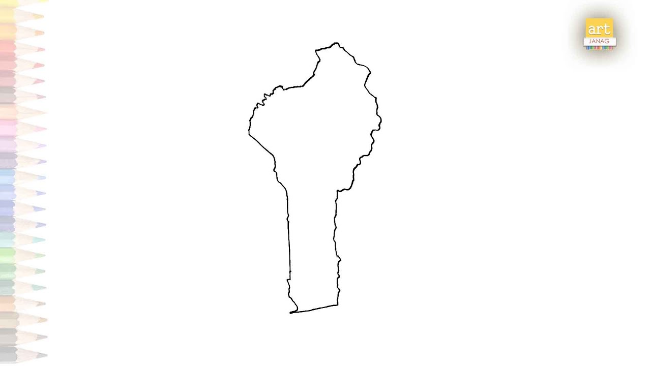 Benin Map drawing | Map easy drawings | How to draw Benin Map step by ...