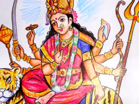 How to Draw DEVI NAVARATRULU BHAVANI ALANKARAM Drawing - YouTube