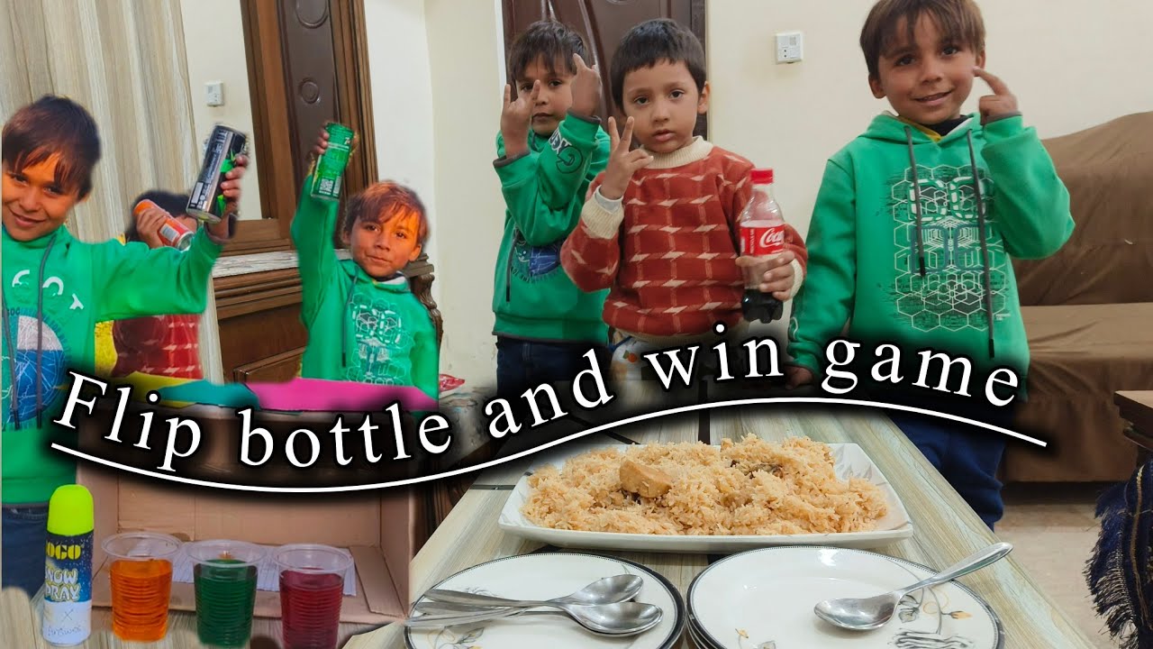 flip bottle and win food game || food challenge funny game || flip ...