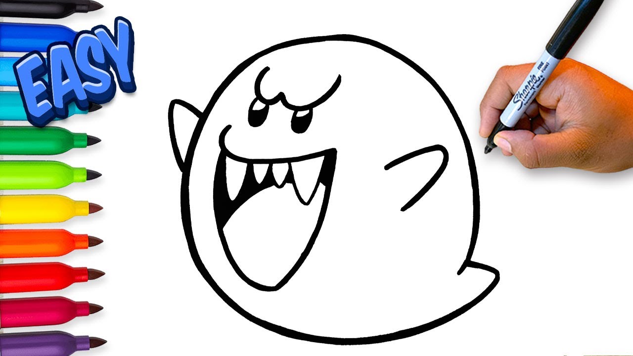 How to Draw Boo from Super Mario Bros | Super Easy Drawing Tutorial ...