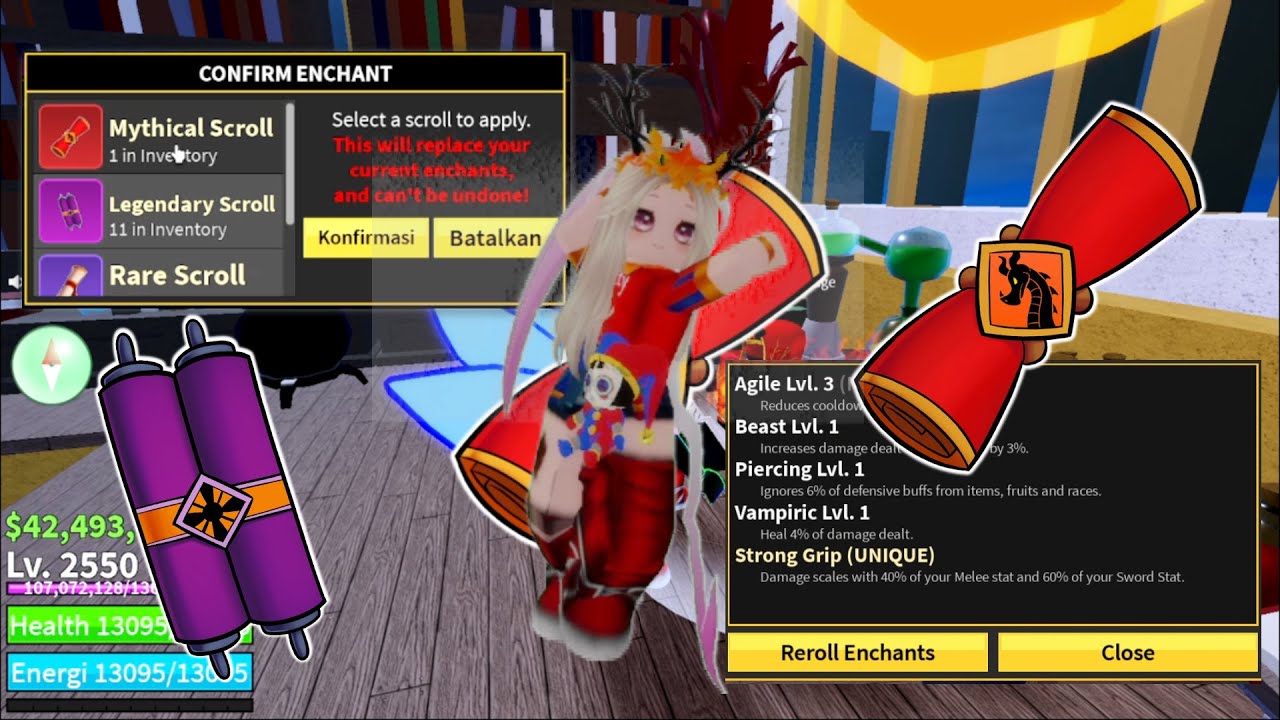 Blox Fruit how Enchant Scroll Mythical & Legendary to Get strong Grip ...
