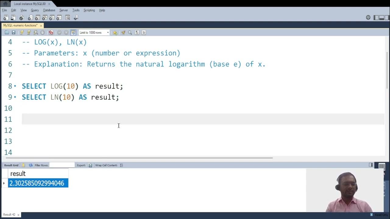 MySQL Numeric functions 13 LOG or LN - YouTube