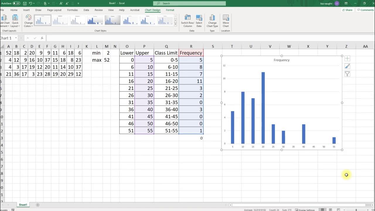 Histogram in Excel W O Analysis ToolPak for Chromebook Users - YouTube