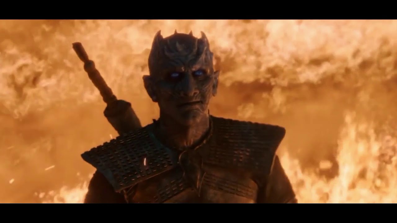 Night king smiles to danerys after firing him in flames and raises the ...