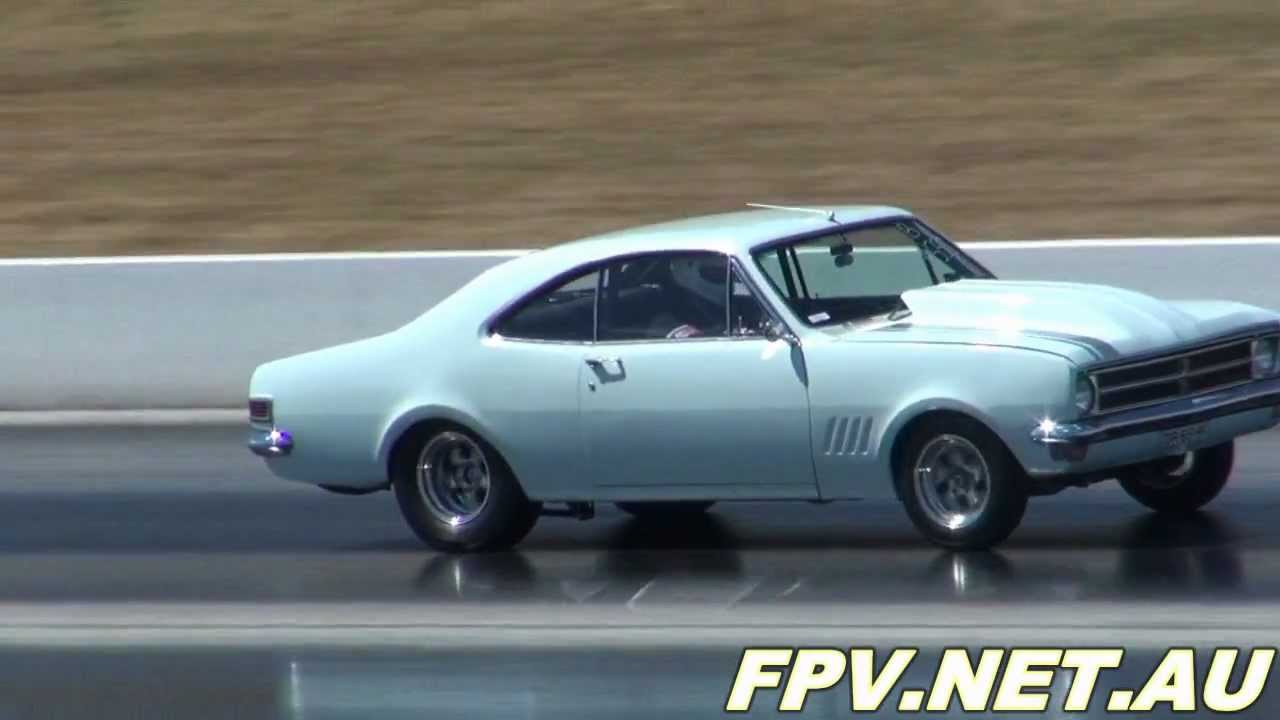 TRICK & MANSWETO RACING HOLDEN V8 HK ( DR68HK ) RUNS 9.88 @ 136 MPH AT ...