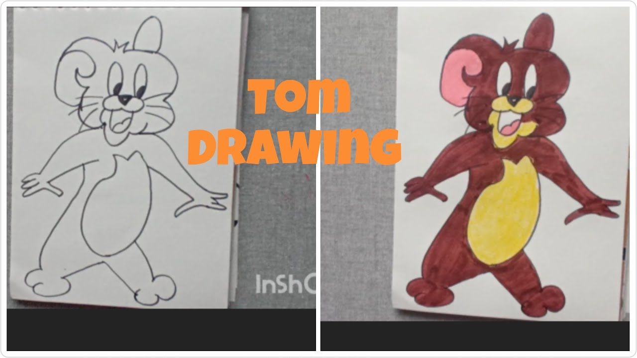 Easy Tom Drawing | How to Draw Tom | Cartoon Drawing Tutorial - YouTube