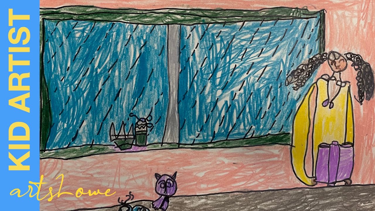 Kid Drawing Timelapse | Reading on a Rainy Day | Kid Artist | ArtsLowe ...