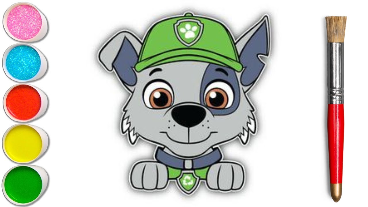 Learn how to draw ROCKY from PAW PATROL Colored with Magic Painting ...