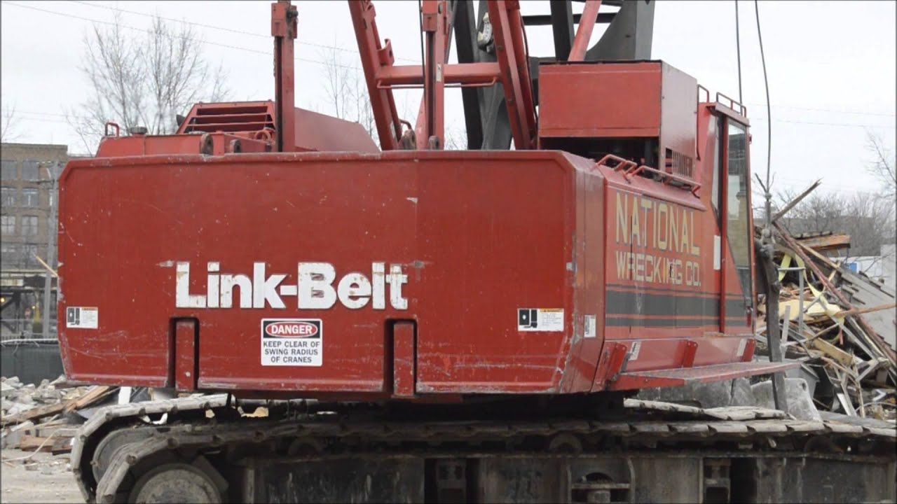 Link-Belt LS-208H II Crane with Clamshell/Wrecking Ball - YouTube
