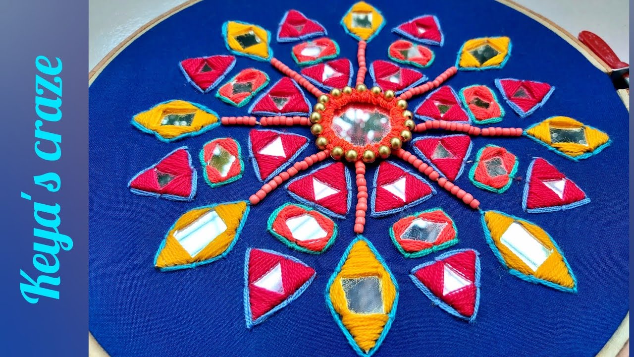 Tutorial no-517 | Mandala mirror work embroidery | Hand embroidery ...