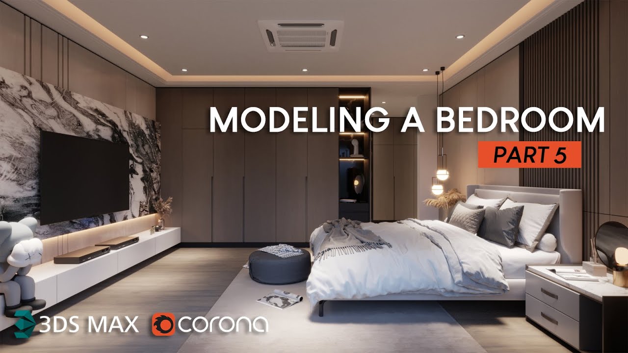 How To Model & Render A Bedroom | Part 5 - Material & Lighting Draft ...
