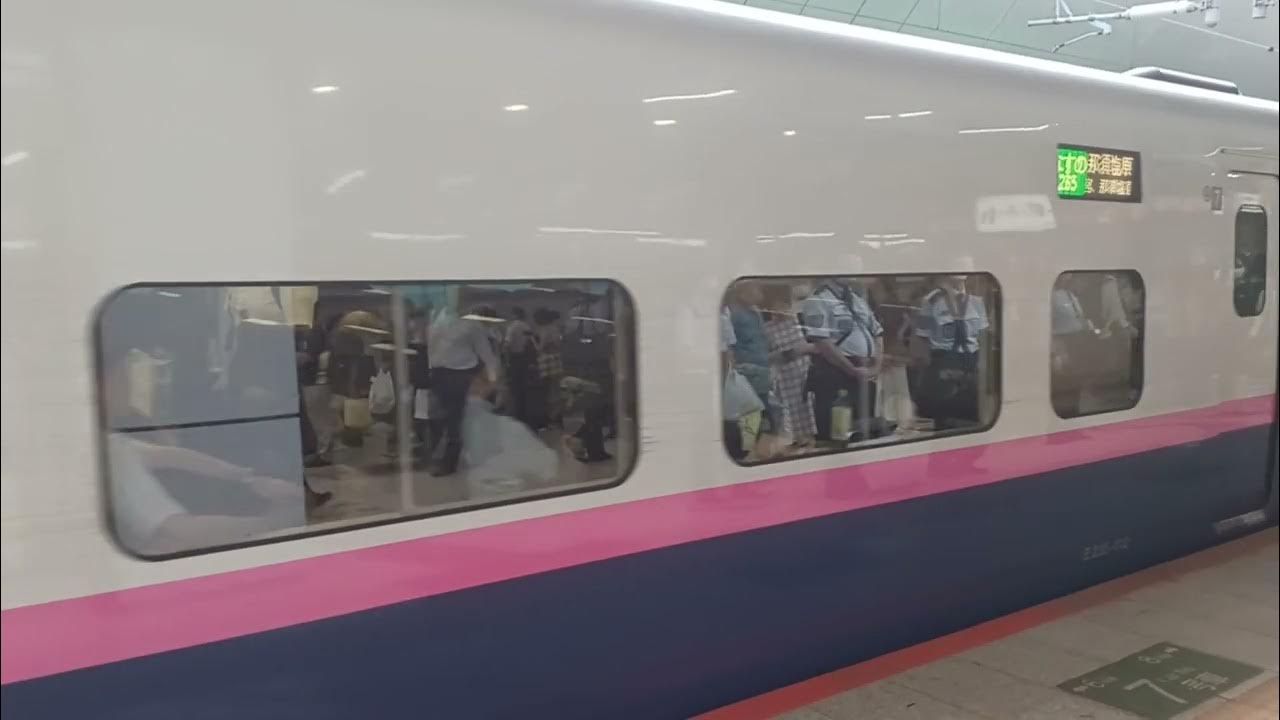 JR東日本E2系1000番台仙セシJ71編成265B東北新幹線なすの265号那須塩原行き東京駅18時08分発車1分遅れ - YouTube