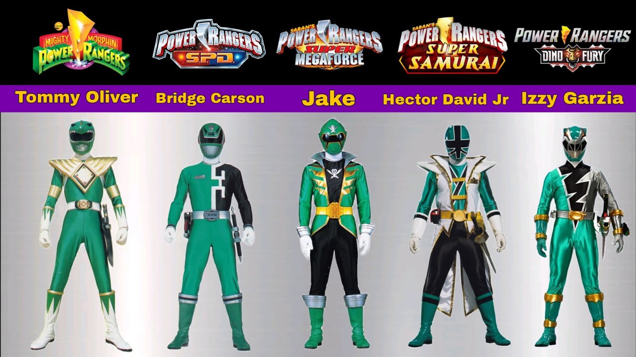 All Green Power Ranger Evolution ll T.V. Shows Series Years 1993 To ...