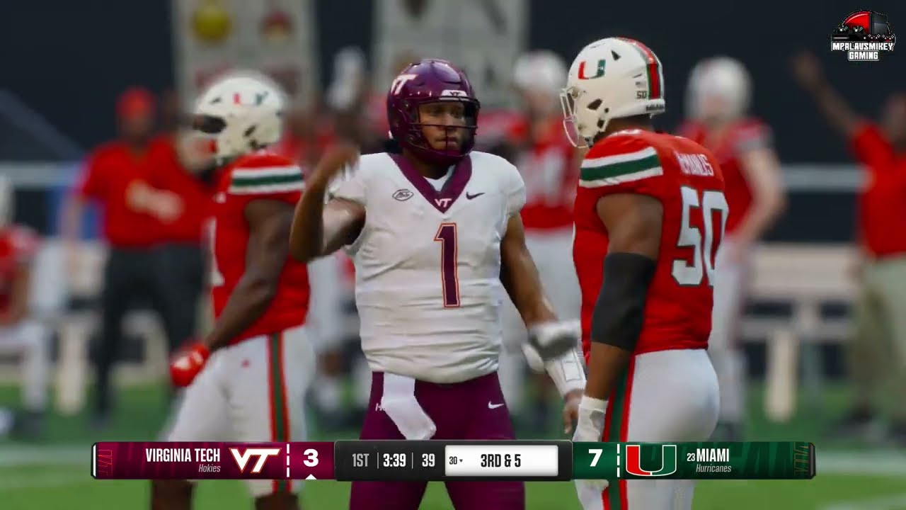 College Football 25 - Miami vs Virginia Tech - YouTube