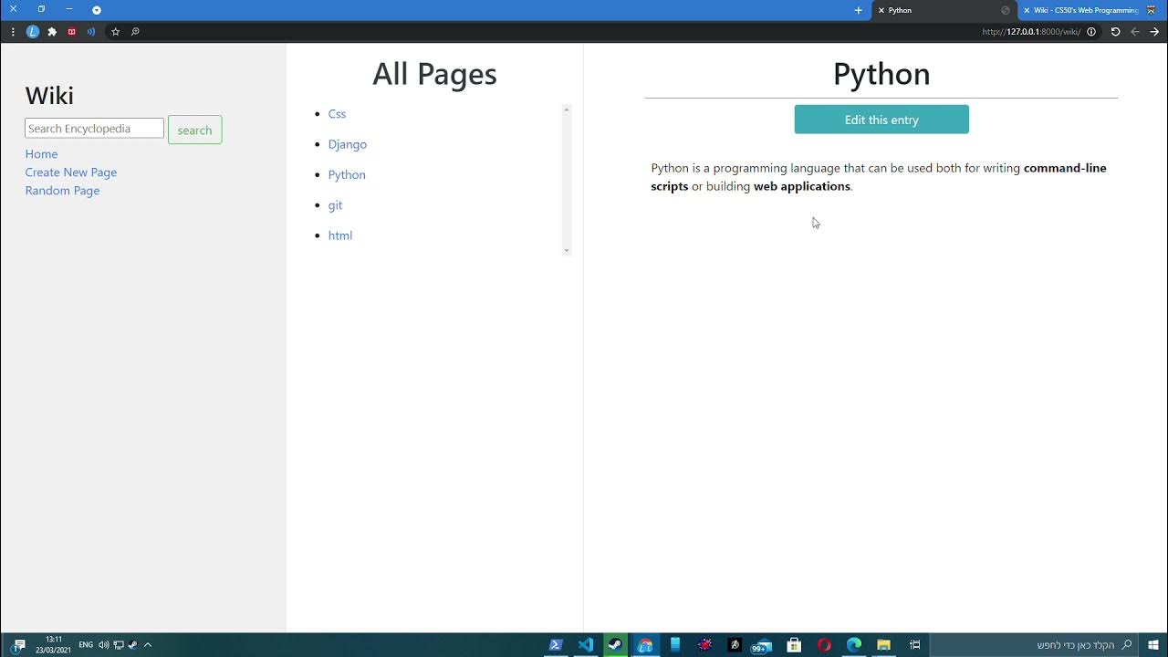 CS50 web project 1: wiki - YouTube