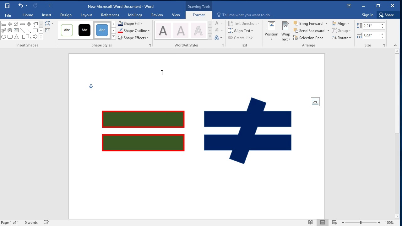 How to draw equal and not equal signs in Word - YouTube