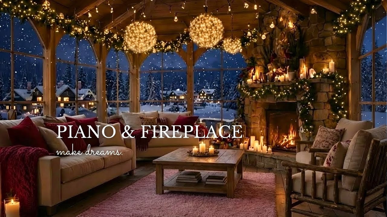 Cozy Fireplace Piano Music 🔥 ️ Soothing Winter Background for Study ...