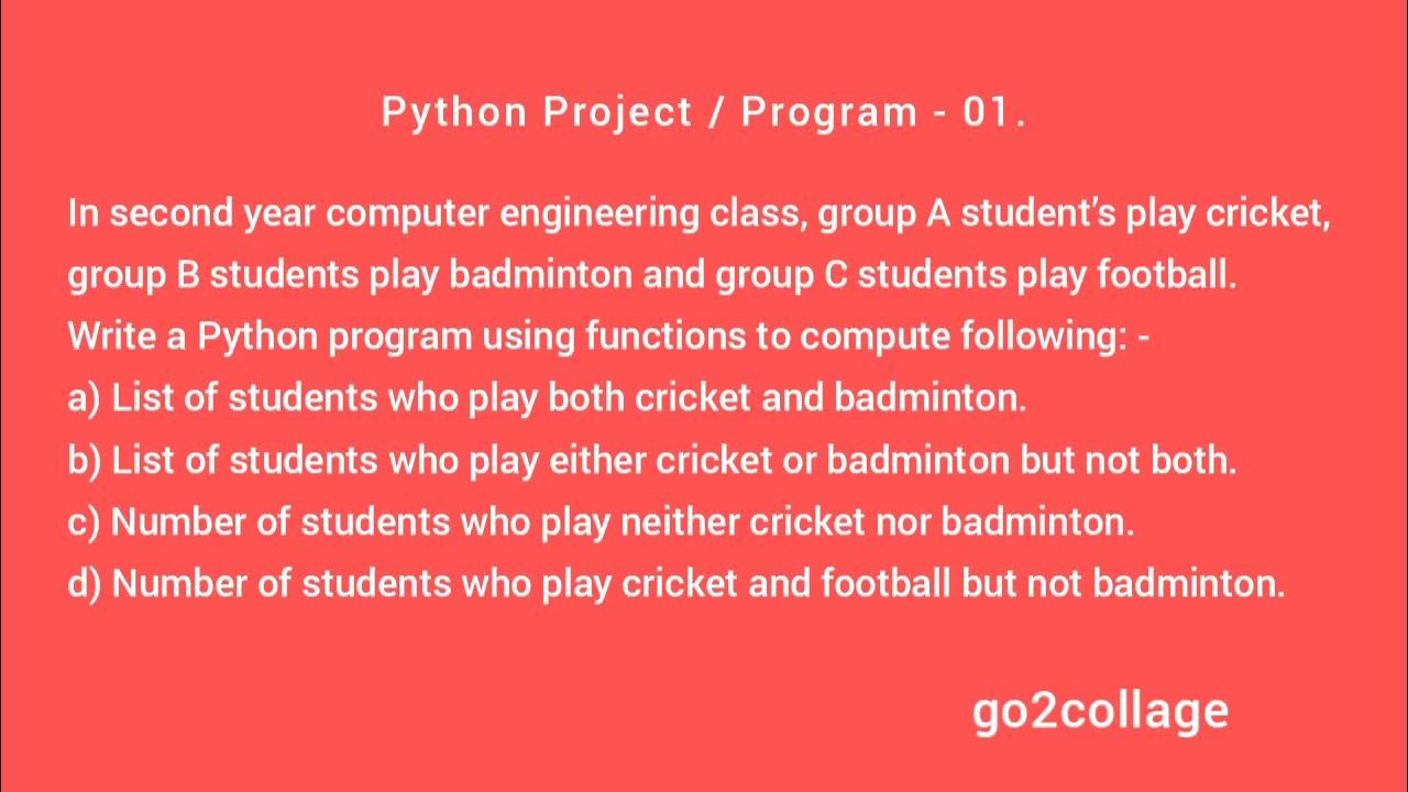 EP 01 | Language Python | Program | Project I go2collage - YouTube