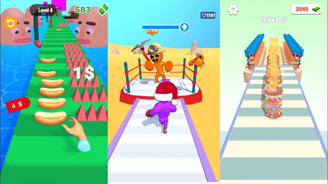 Level Up Runner / Hot Dog Run 3D / Burger Stack 3D / Hamburger Runner / Gameplay @osruns - YouTube