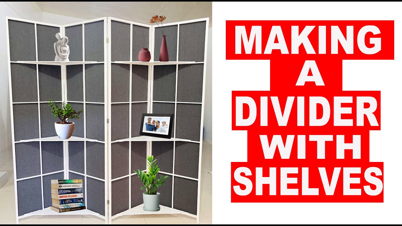 How I make a Room Divider with Shelves | DIY Panel / Foldable Divider ...
