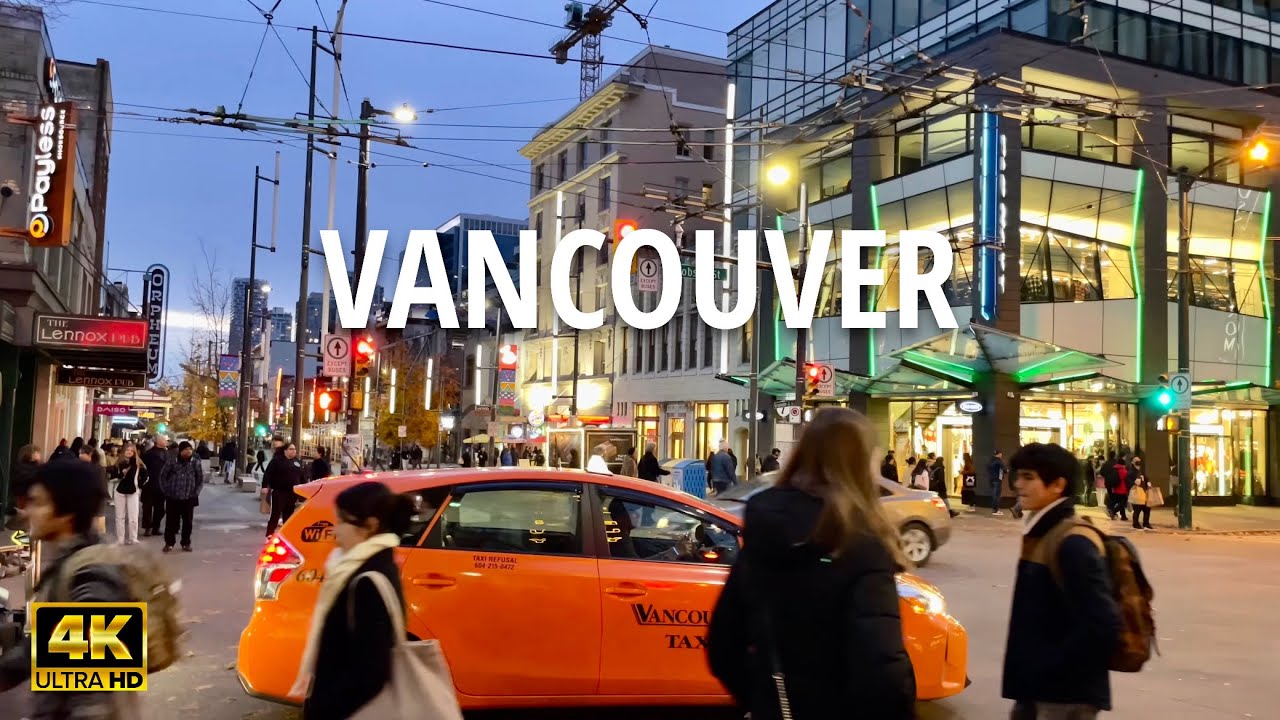 [4K] Downtown Vancouver Autumn Night Walk - Robson St, Granville ...